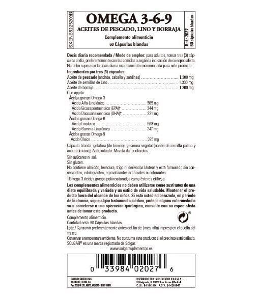 Solgar Omega 3-6-9 Fish, Flax & Borage 60 Softgels